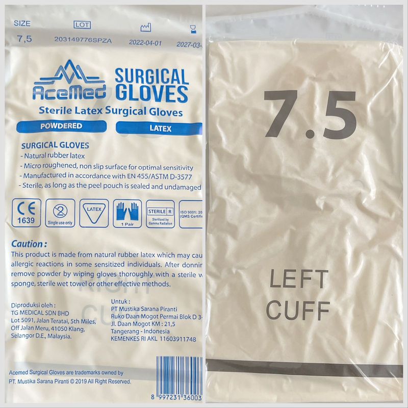 ACEMED SURGICAL GLOVE POWDERED NO 7.5