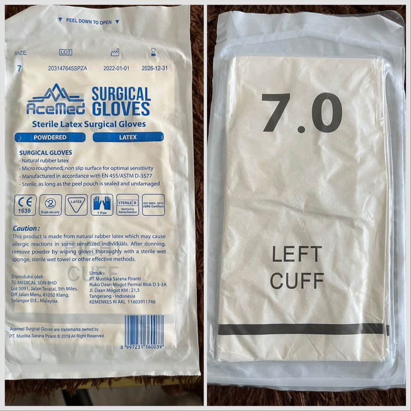 ACEMED SURGICAL GLOVE POWDERED NO 7.0