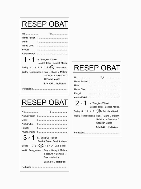 Resep Obat HVS 75 Gsm 1/12 Folio - 1x1, 2x1, 3x1
