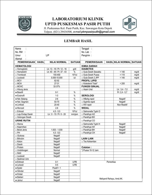 Lembar Hasil Laboratorium 3ply (2 Buku)