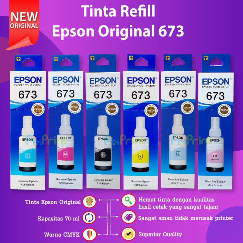 Epson Tinta Printer InkJet 673 Original - Biru