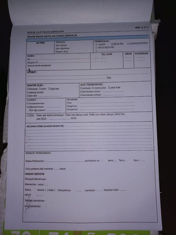 Lampiran Isi Status Rawat Inap - RM 6 C.1 warna