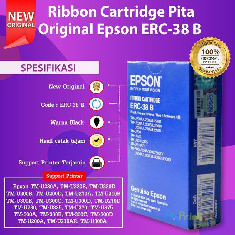 Epson Ribbon Cartridge/ Pita Printer DotMatrix ERC 38B Original