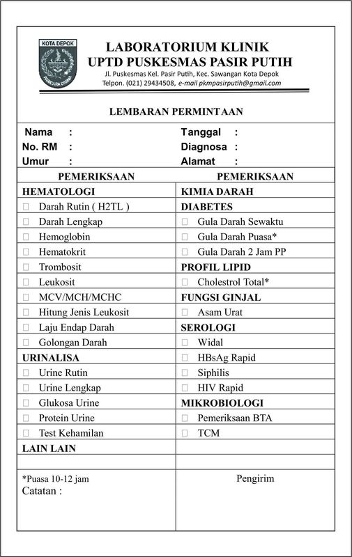 Lembar Permintaan Laboratorium (3 Buku)