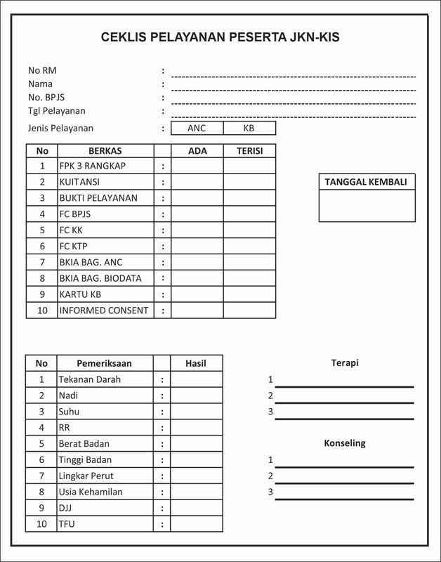 Ceklis Pelayanan Peserta JKN-KIS (3 Buku)
