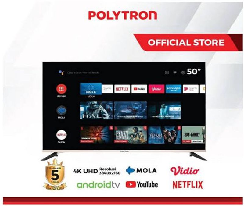 LED TV 50 Inch Polytron 50UG5959 Resolusi UHD 4K 3840 x 2160 px OS ...