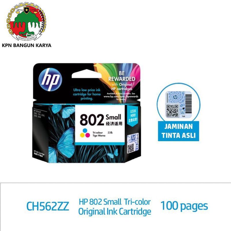 Cartridge / Tinta Printer HP Original 802 Small Tri-Color / DeskJet ...