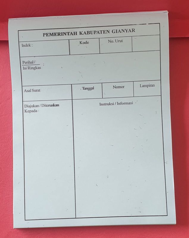 Lembar Disposisi,NCR 1/2 Folio