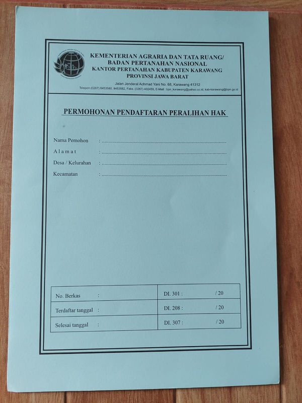 DSA 01010 MAP DINAS CUSTUME MAP PERMOHONAN PENDAFTARAN PERALIHAN HAK