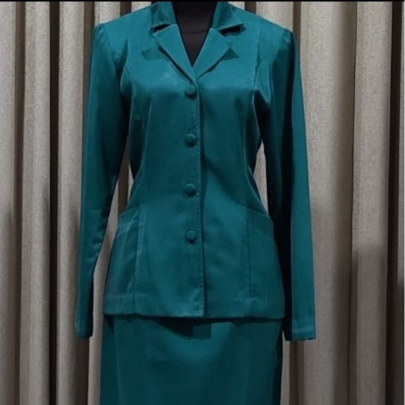 Seragam PKK Polos Premium Hijau Tosca dan Biru Tosca - 4XL - Hijau