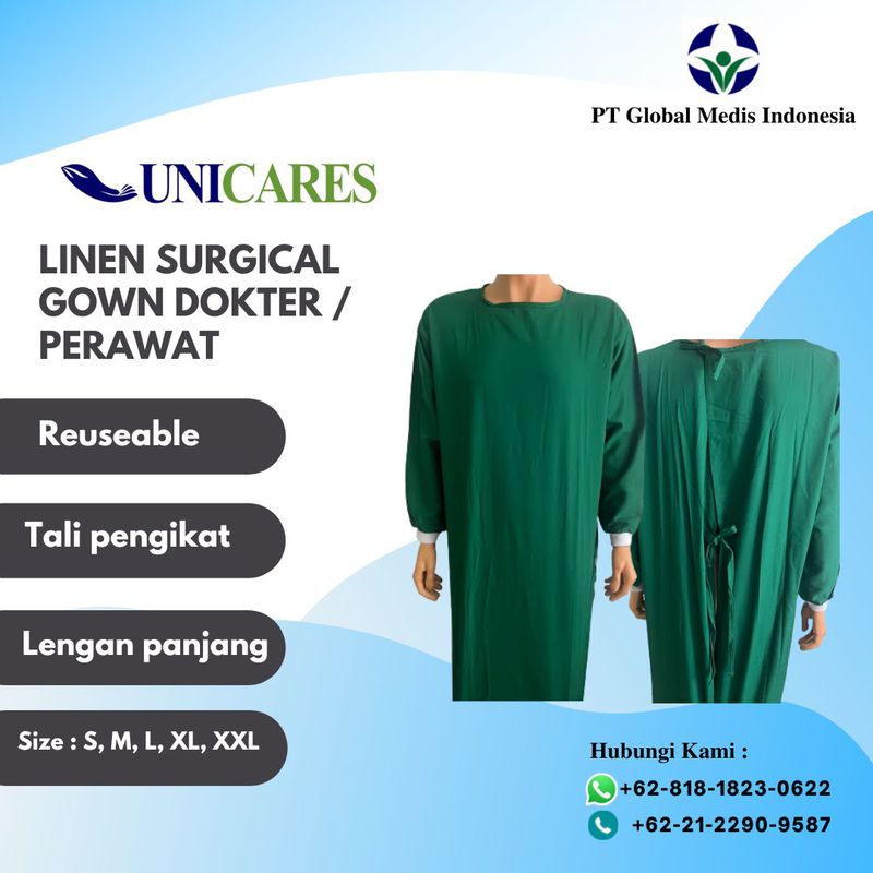 UniCares Baju OK Surgical Gown / Linen Surgical Gown Dokter & Perawat - XXL