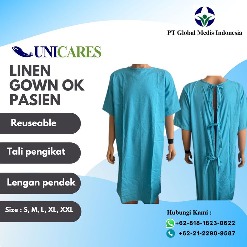UniCares Baju OK Pasien Dewasa / Linen Gown OK Pasien - XXL