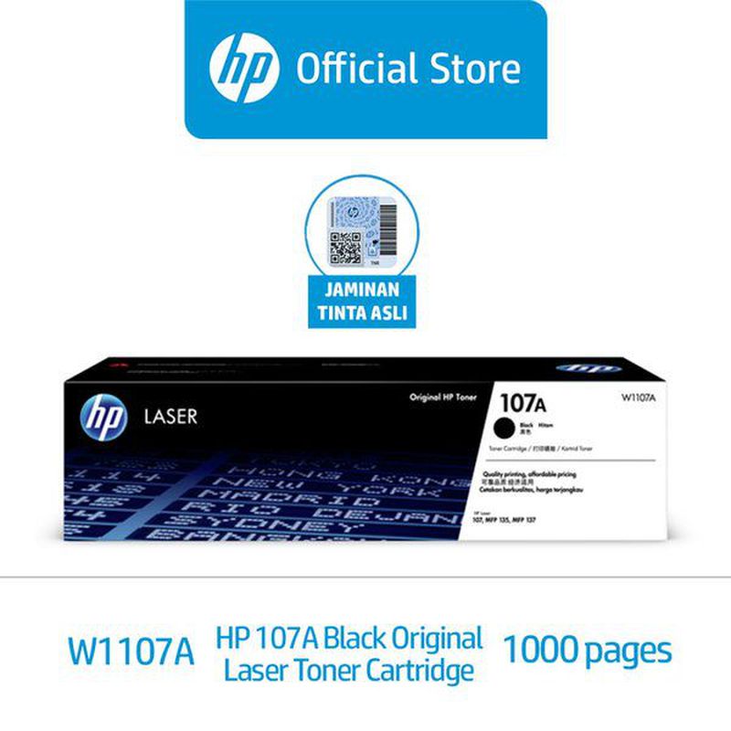 Toner Printer Laser Jet HP 107A (W1107A) Black