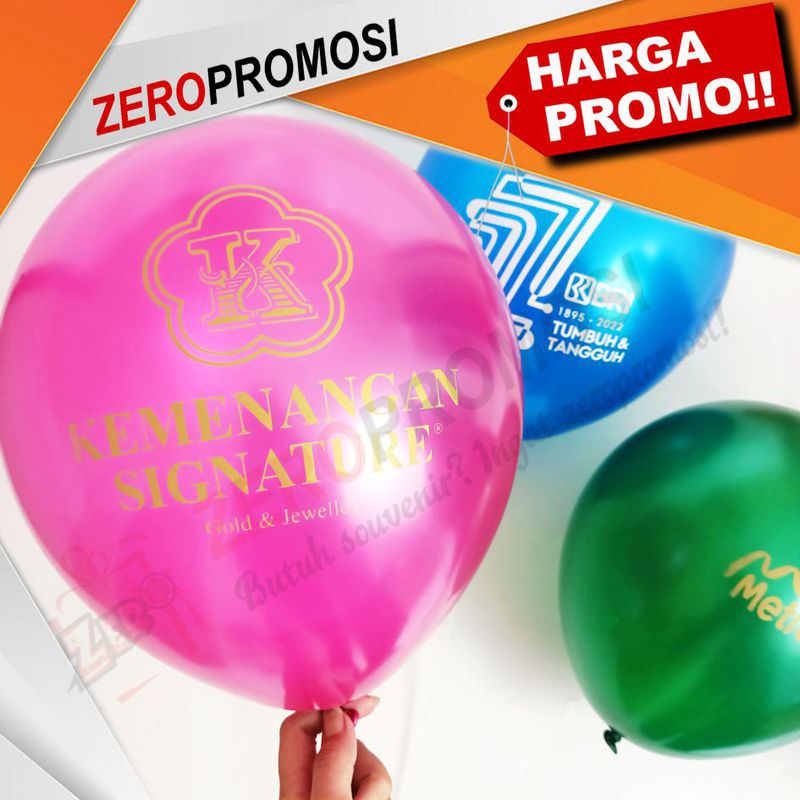 Souvenir Balon Latex Promosi Bulat Standart Custom Logo