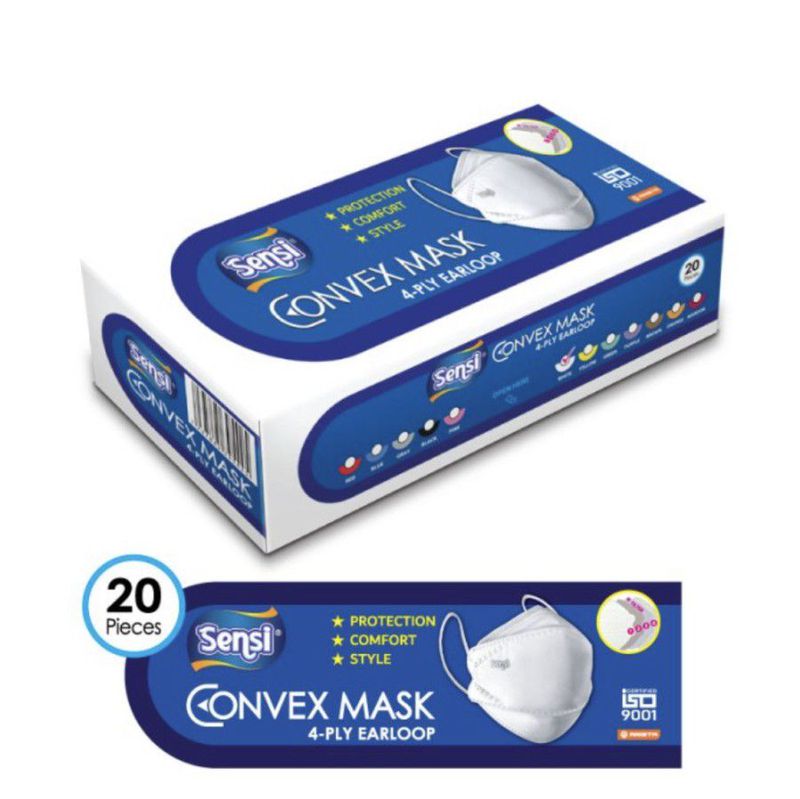 Masker SENSI CONVEX Mask 4ply Earloop isi 20 Pcs/Box