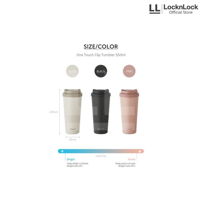 LocknLock One Touch Clip Tumbler 550ML - LHC3249 - - PINK