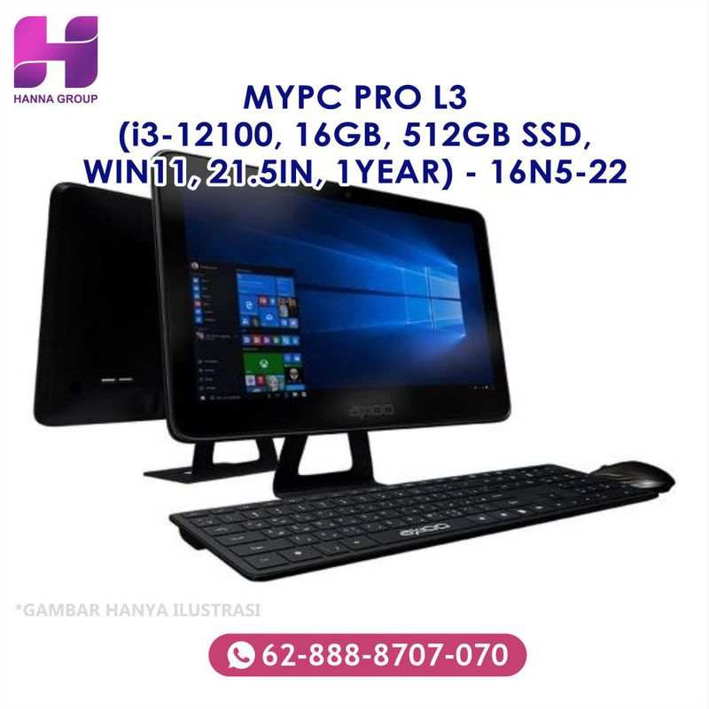 MYPC PRO L3 (i3-12100, 16GB, 512GB SSD, WIN11, 21.5IN, 1YEAR) - 16N5-22