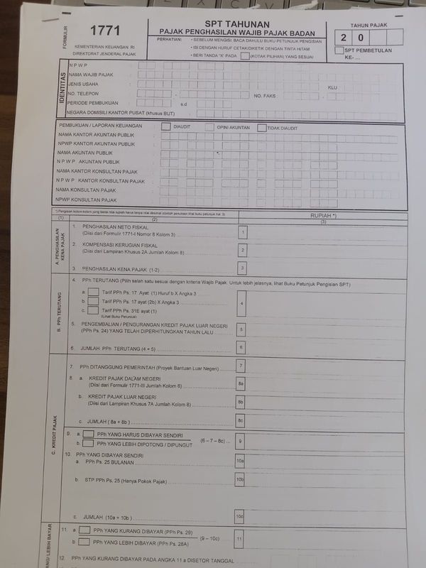 Formulir SPT 1771