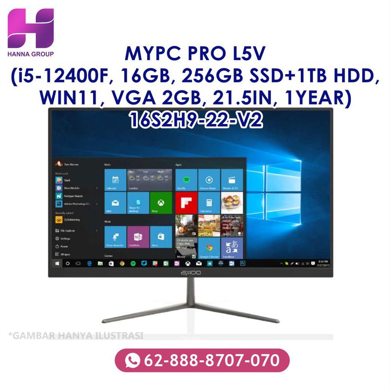 MYPC PRO L5V (i5-12400F, 16GB, 256GB SSD+1TB HDD, WIN11, VGA 2GB, 21 ...