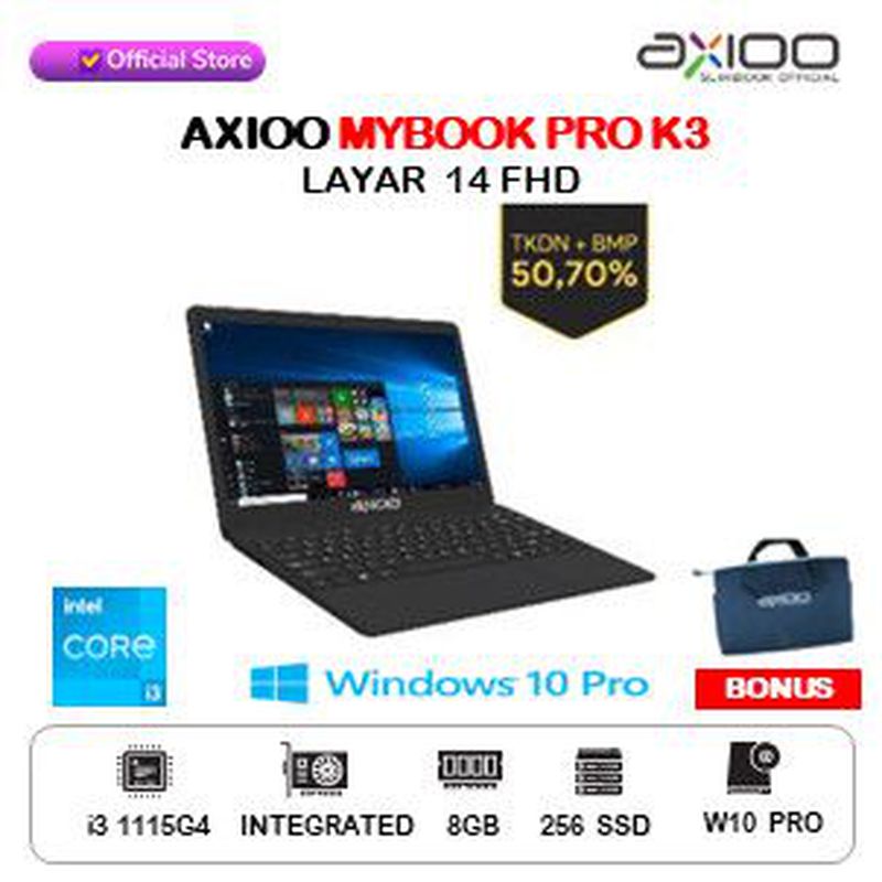 Axioo Mybook Pro K3 (8N2) i3-1115G4 8GB 256GB SSD NVME Win 10 Pro