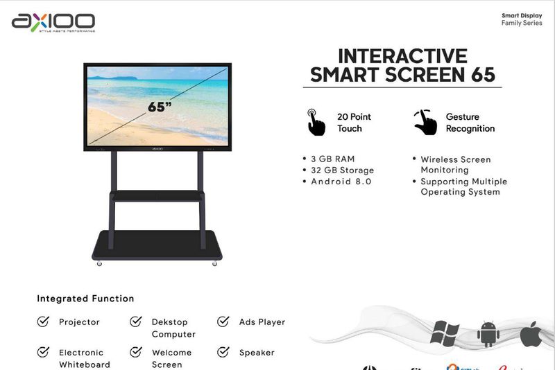 Axioo Interactive Smart Screen 65" Gen 2 + Standing Bracket Moveable