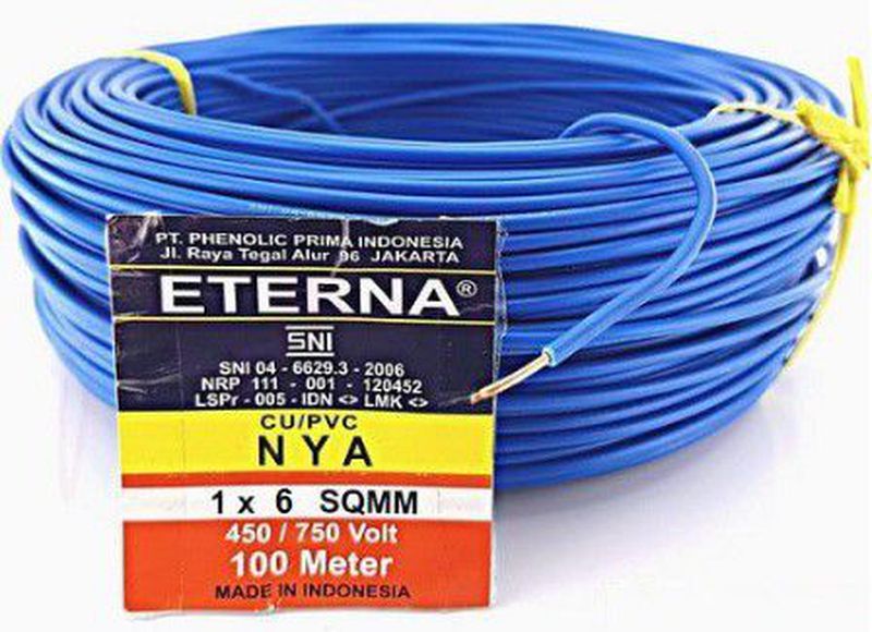 Kabel NYA 6 mm / 100 meter Warna Biru