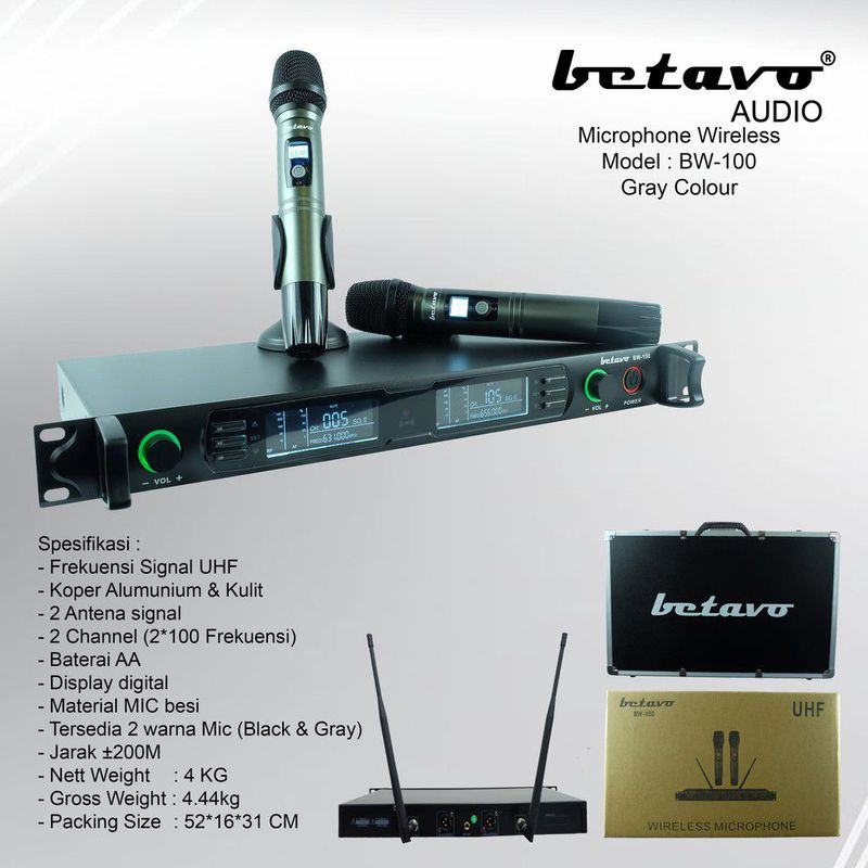 Betavo Audio Mic Wireless BW 100 UHF Professional Microphone Wireless limited edition