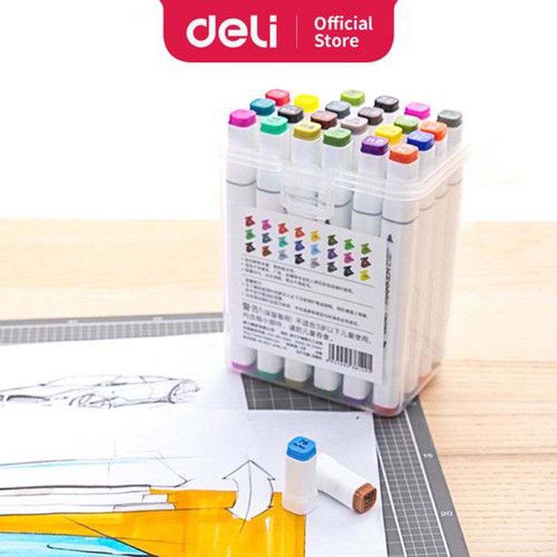 Deli color water-based double tip marker spidol 24 warna