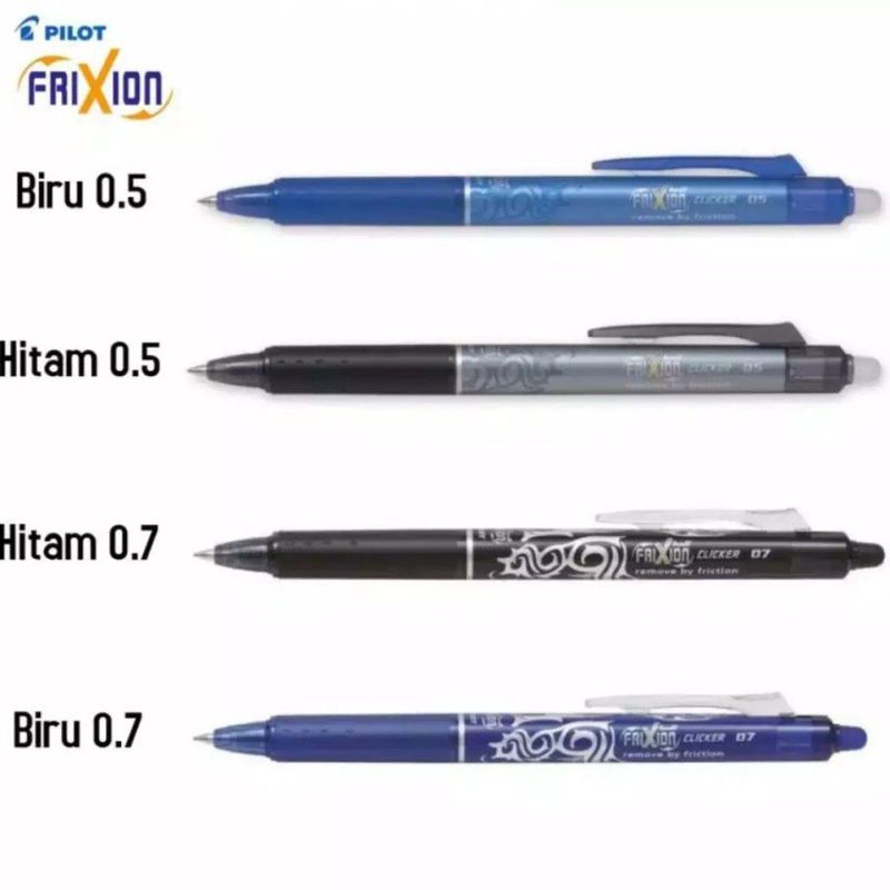 Pilot frixion ball 0,5 hitam dan Pilot frixion ball 0,5 biru - Biru