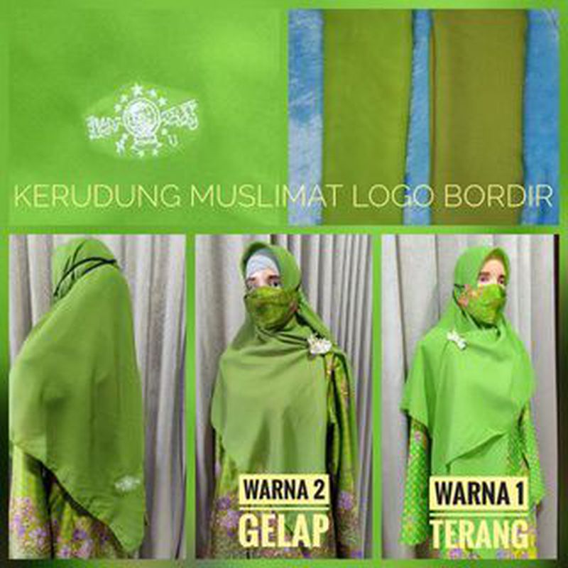 Kerudung muslimat bahan siffon double hicon termurah - Warna 2 - Bordir