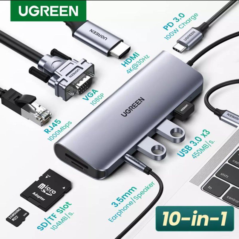 Ugreen 10 in 1 Hub Type C Multifuction Adapter Connector Docking