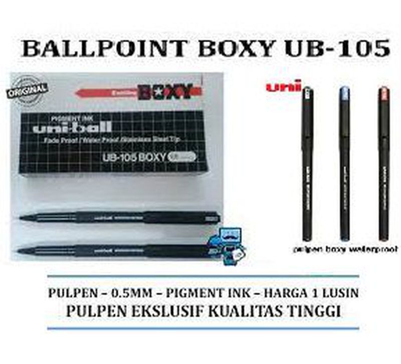 Ballpoint Boxy UB-105 (Per Lusin) - Black