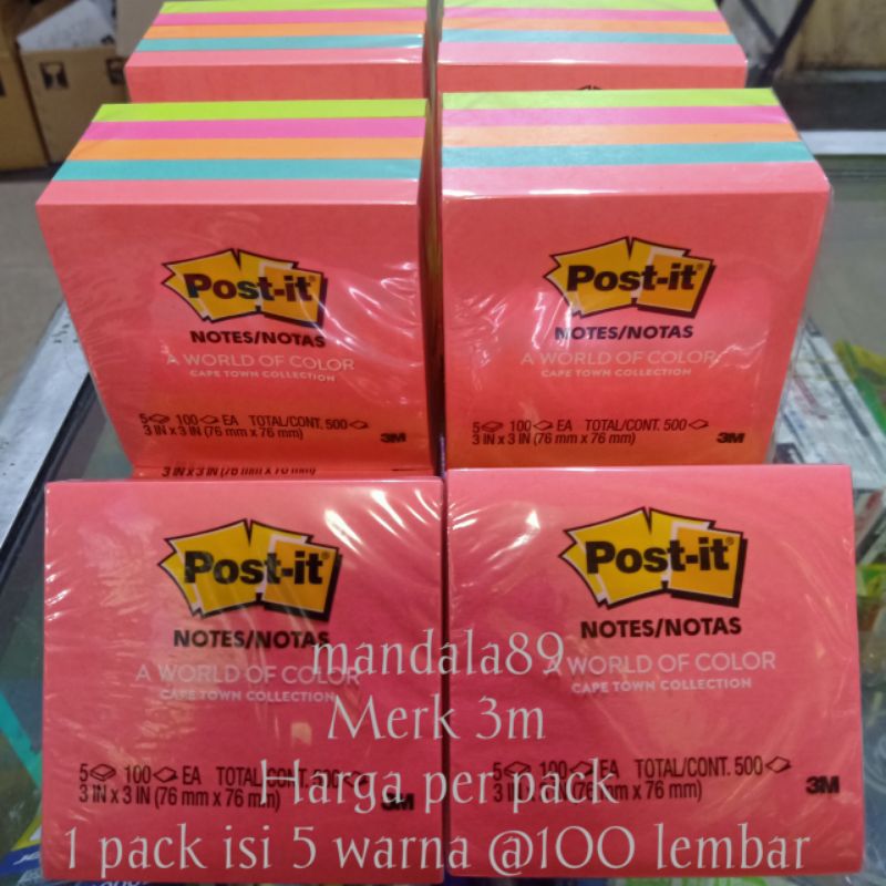 Post It Cube 654 warna merk 3M @5 warna
