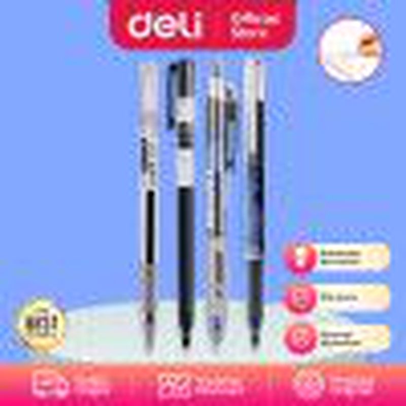 Deli Ultra Smooth Ink Office Gel Pen/Pulpen Gel 0.5mm Tinta Hitam EG08 ...