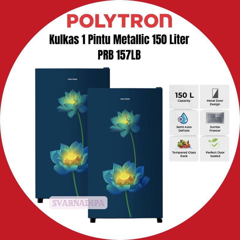 POLYTRON KULKAS 1 PINTU PRB 157LB BEUATY STEEL 150L