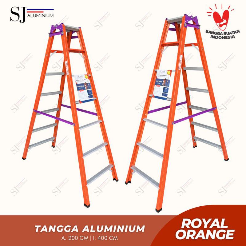 Tangga Lipat Aluminium Ladder Royal Orange 2 Meter / 200 Cm Original