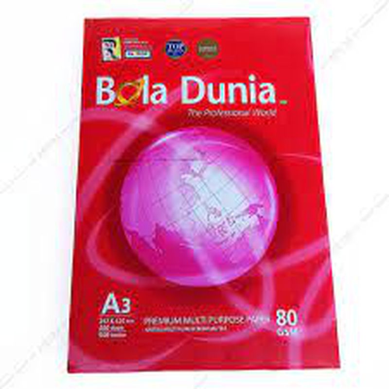 Kertas HVS A3 80 Gram Bola Dunia