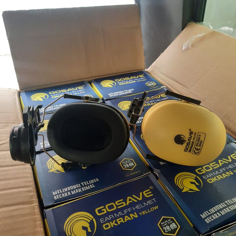 EARMUFF CANTEL UNTUK HELM OKRAN HELM SAFETY 28DB KUNING GOSAVE