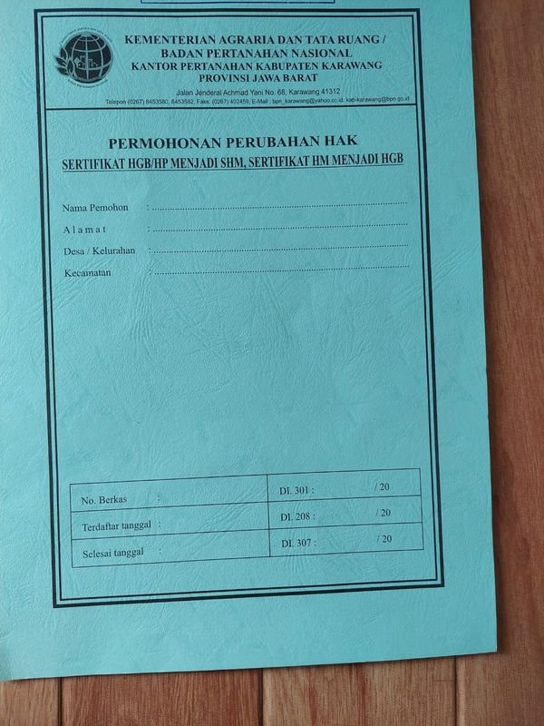 VAI-00006 MAP CUSTOM MAP PERUBAHAN HAK SERTIFIKAT HGB MENJADI SHM ...