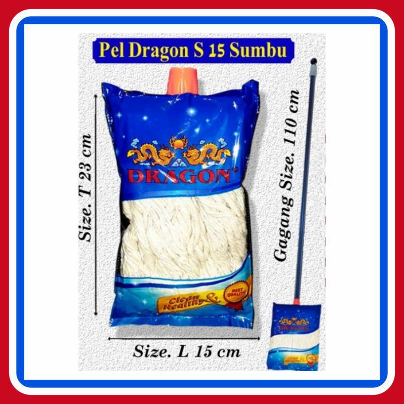 Kain Pel Lantai Sumbu Dragon + Gagang - Uk. 15cm
