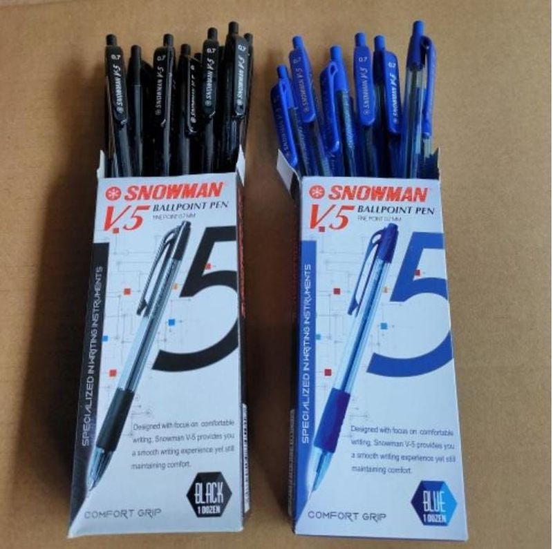 Pulpen Snowman V5 Black dan Biru - Hitam