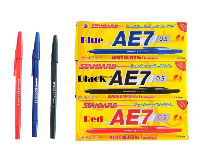 Pulpen Ballpoint Standard AE7 0.5 Hitam Biru
