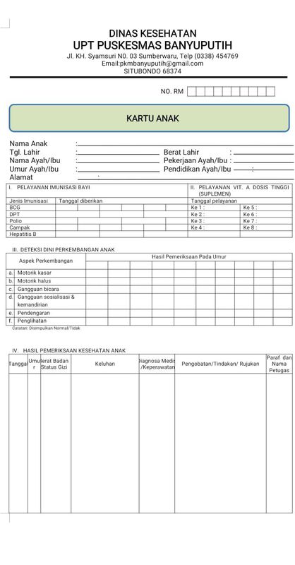 Kartu Anak / DDTK. PKM BANYUPUTIH