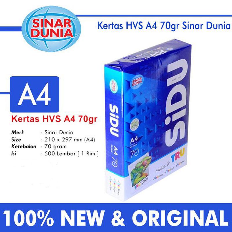 KERTAS HVS A4 70gr SIDU
