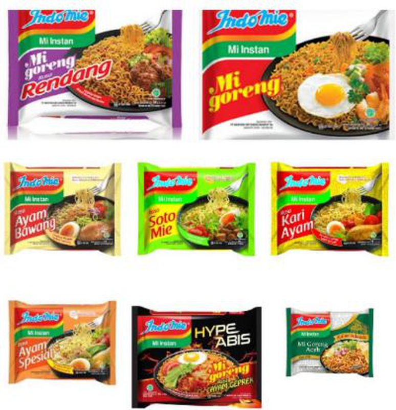 Indomie goreng dan kuah berbagai rasa