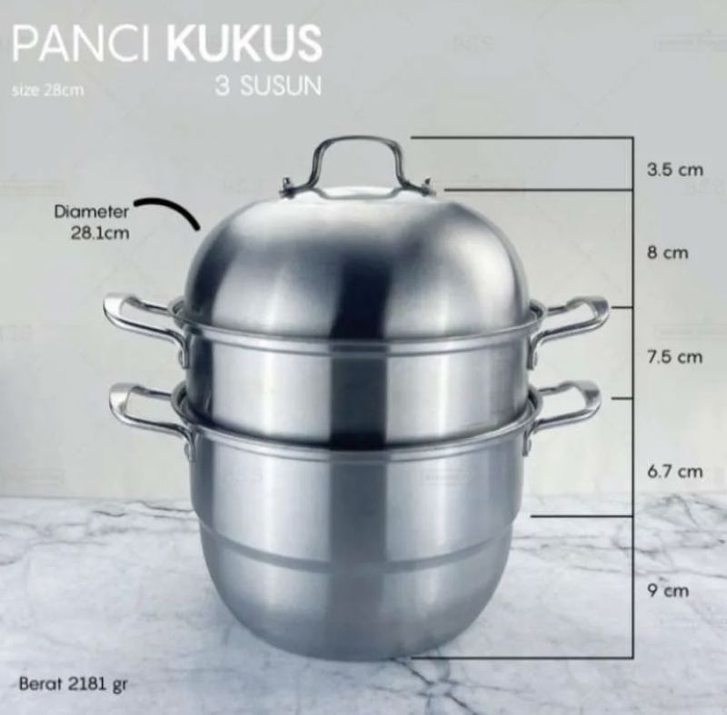 Panci Steamer/ Kukus Stainless 3 Susun