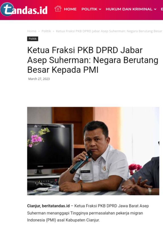 Adikarya Parlemen DPRD Jawa Barat Asep Suherman