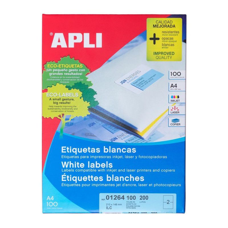 APLI LABEL WHITE PAPER 210 X 148MM 200 UNIT