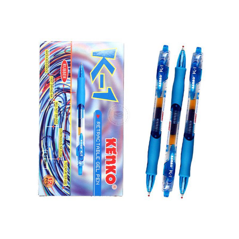KENKO - Pulpen Gel Pen K-1 Retractable 0.5mm Biru - Lusin