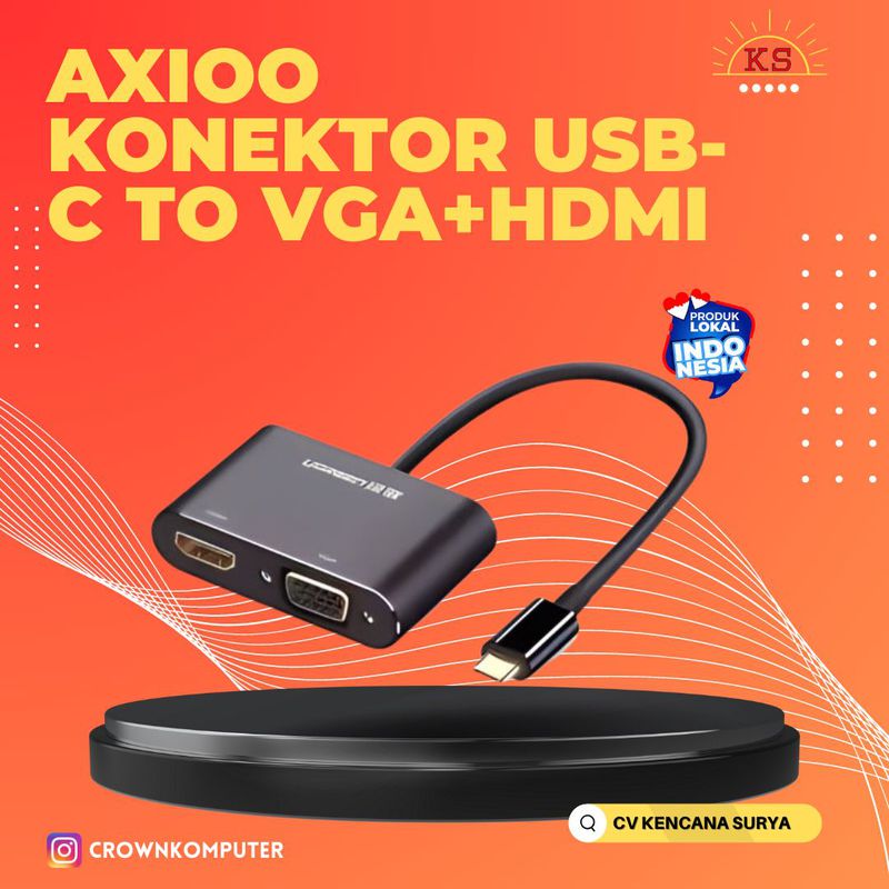Axioo Konektor USB-C to VGA+HDMI